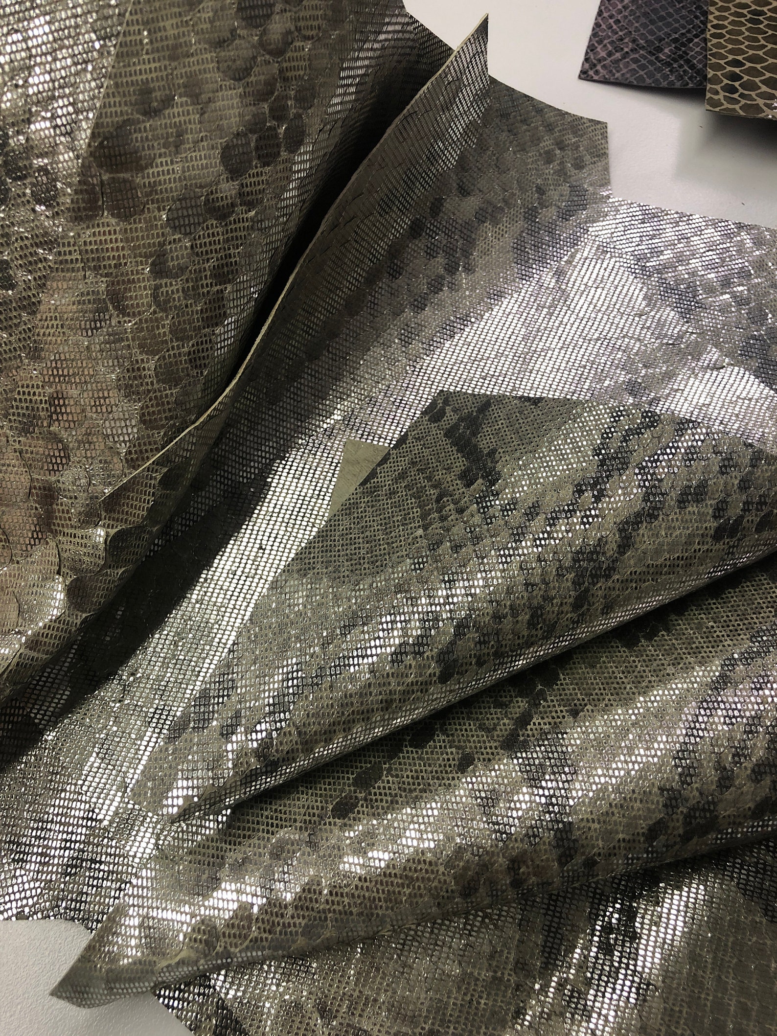 PYTHON GENUINE SKIN Silver Wash on Natural Python Skin Choose - Etsy