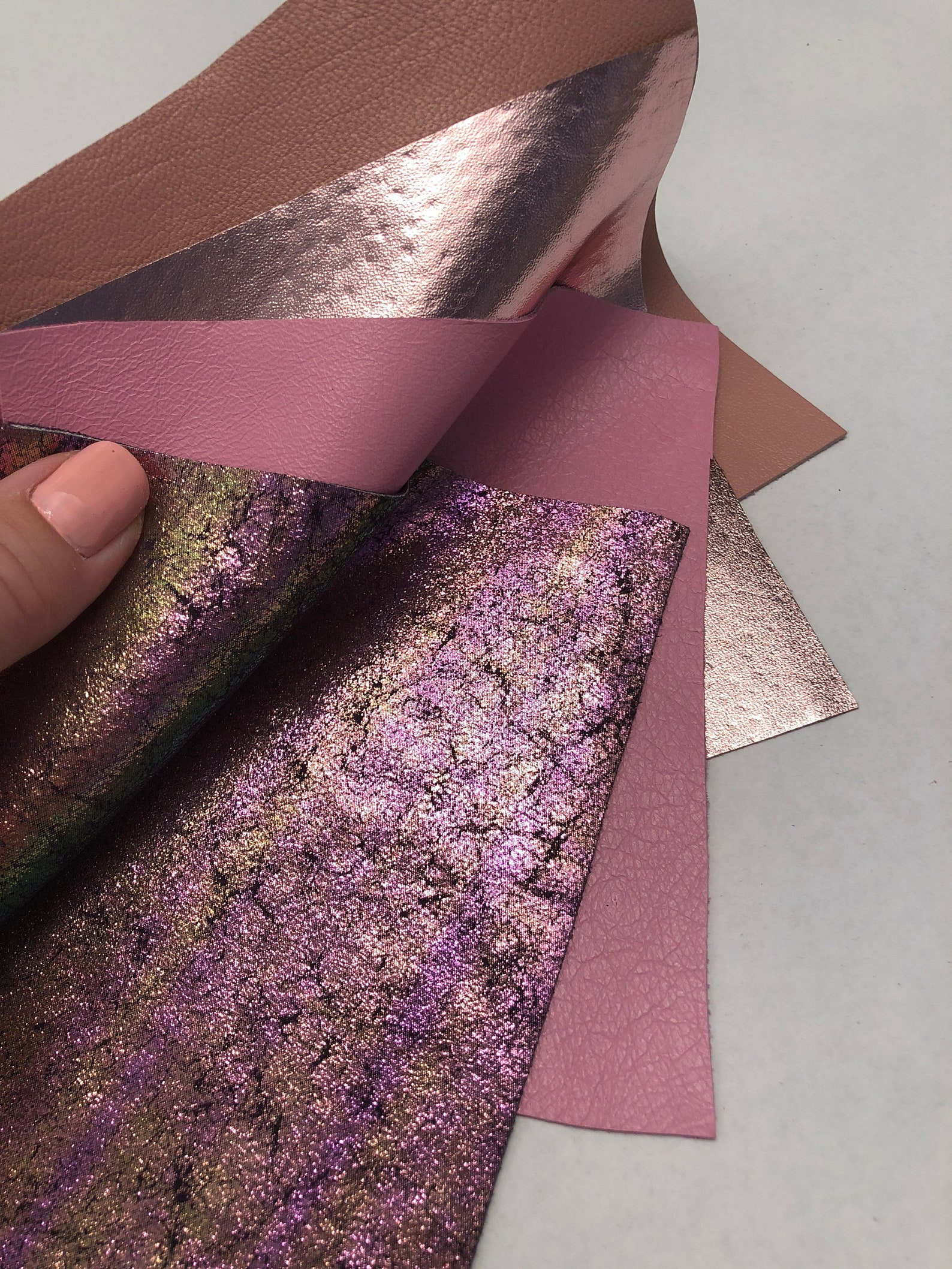 PINK LEATHER Set of 4/genuine Leather/choose Your Size or Get Full ...