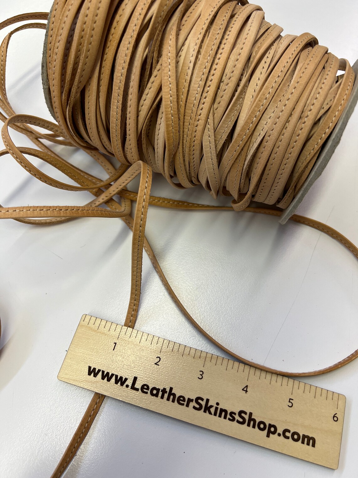1/4” LEATHER STITCHED Veg Tan LEATHER Drawstring Leather Lace, Leather ...