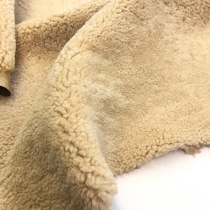 Natural Shearling Sheepskin Authentic Small Curl Leather, Beige ...