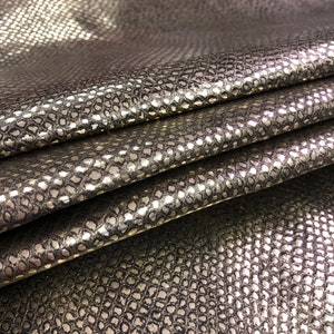 GOLD METALLIC SNAKE Leather/printed Very Shiny With Black Suede Back ...
