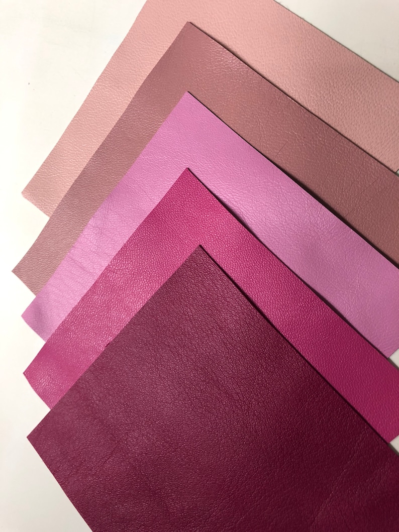 PINK Shades LEATHER Sheetset of 5 Size 6x6 Light Pink | Etsy