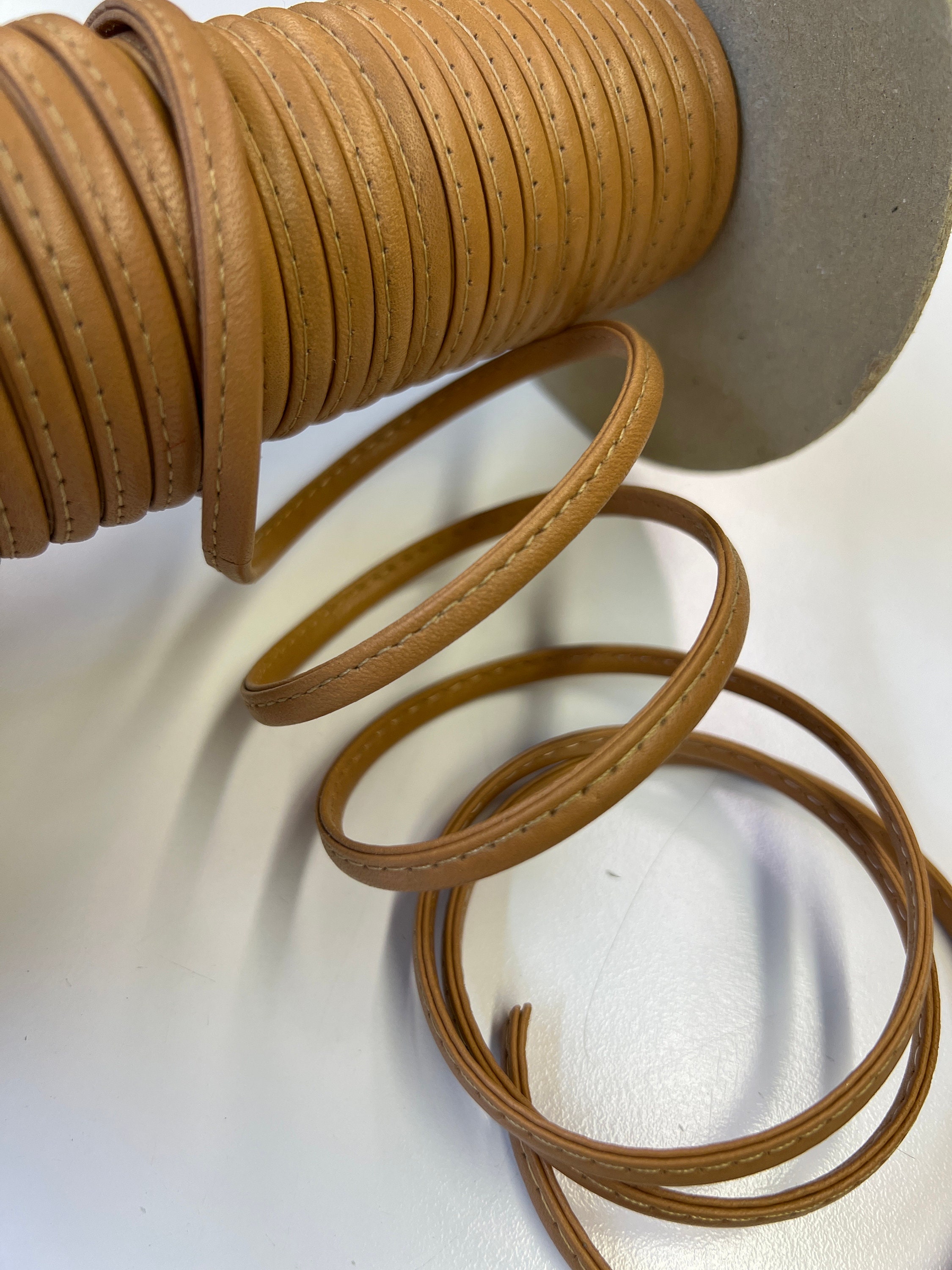 1/4" LEATHER STITCHED LEATHER Drawstring Leather Lace, Leather Straps ...
