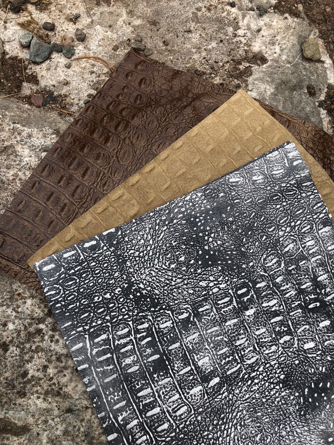 WILD CROCODILE Genuine Embossed Leather Crafting Sheets, Size 10”x10 ...