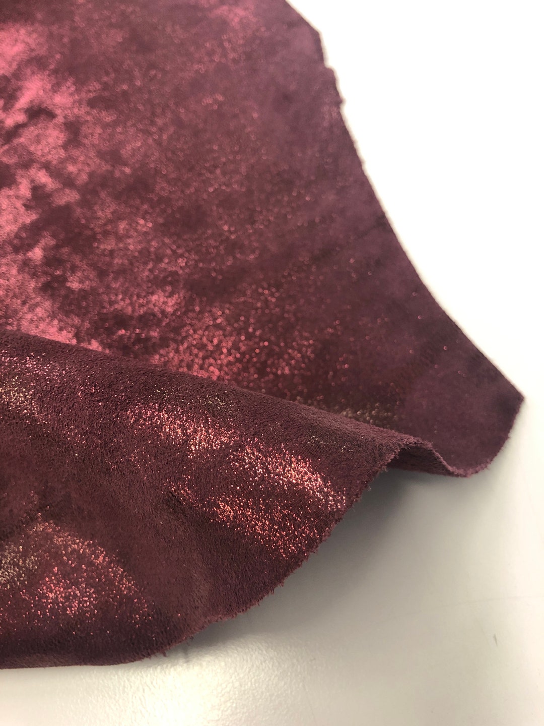 LEATHER 8"x10" RICH WINE Suede/burgundy Shimmering Metallic Calfskin ...