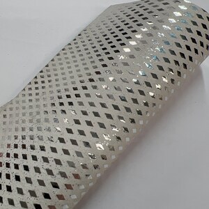 LEATHER 8”x8” Craft Leather Sheet, Diamond Silver Metallic White Calf ...