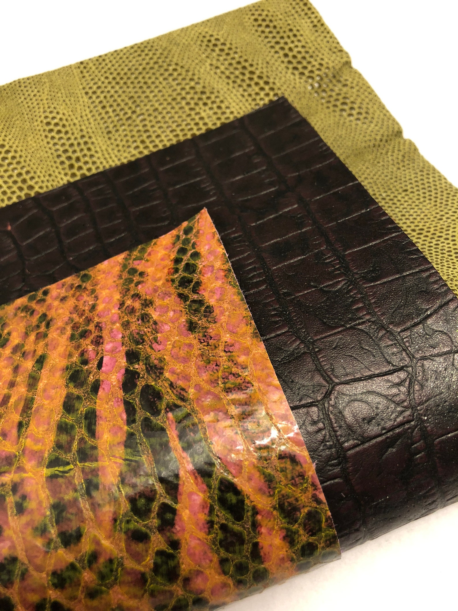 LEATHER ANIMAL PRINT 8x8 Set of 3 leather sheets tiger | Etsy