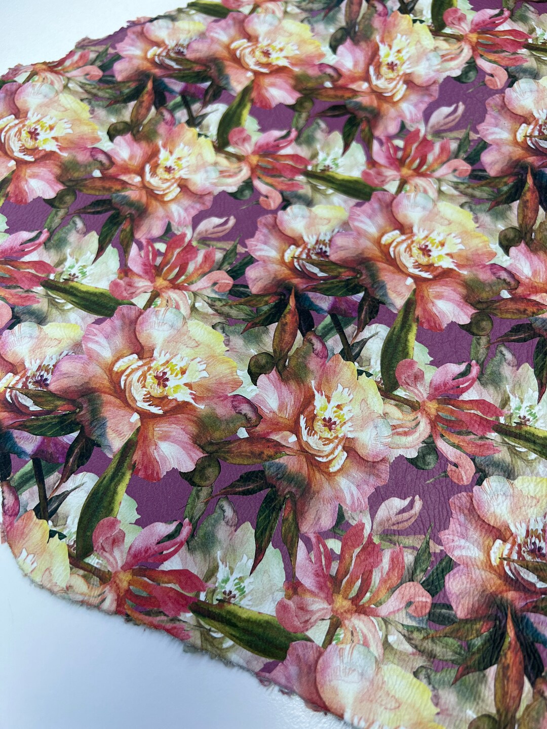 Leather FLOWER Print Sheets/ Peony Roses Iris Exotic Flower Print ...