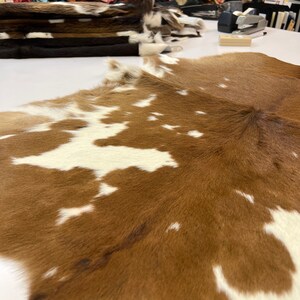 Dark Tan White HAIR on CALF Calfskin Print/ Natural Print on Hair on ...