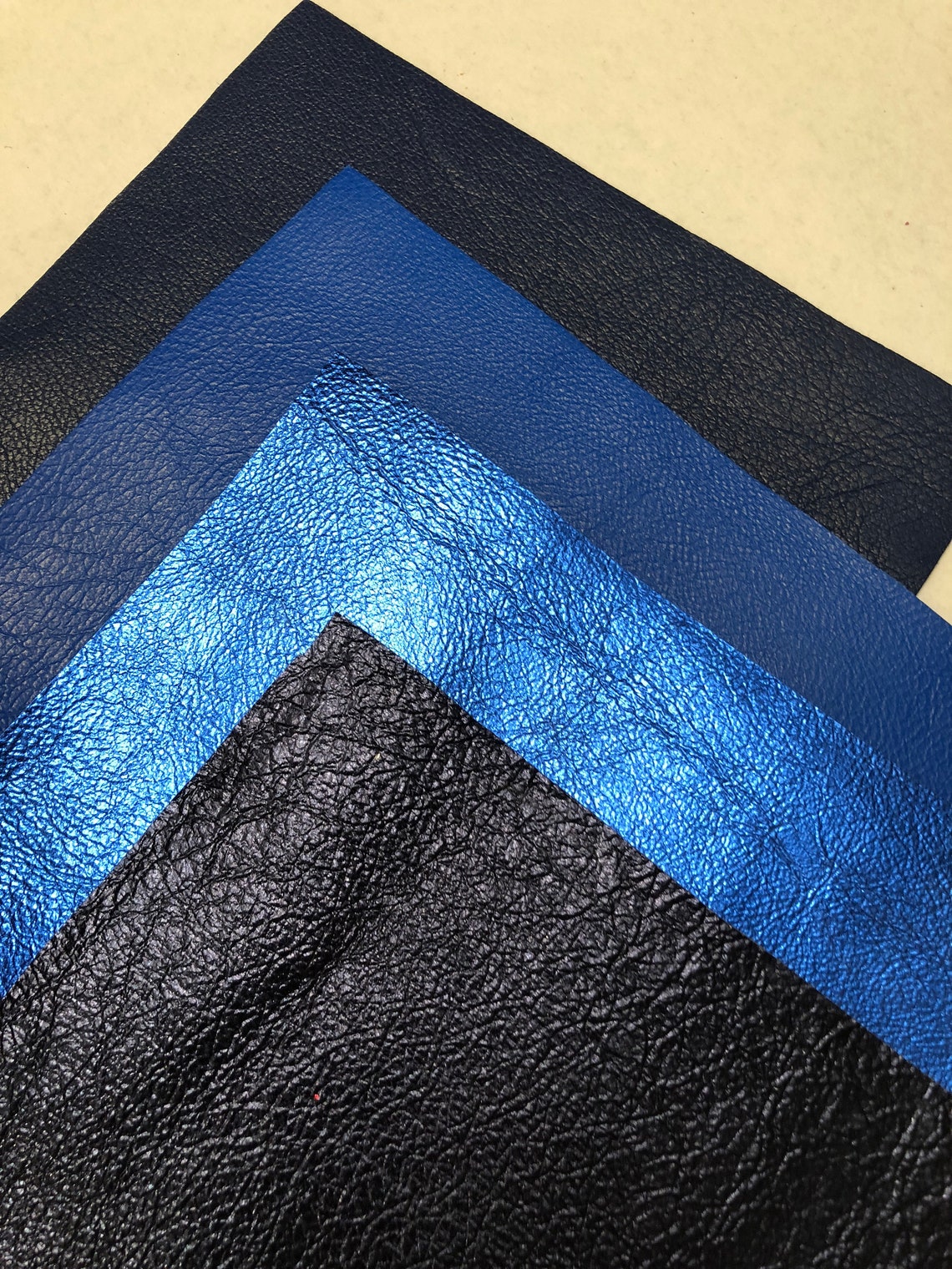 LEATHER BLUE GENUINE Leather set/4 crafting sheets/royal blue | Etsy