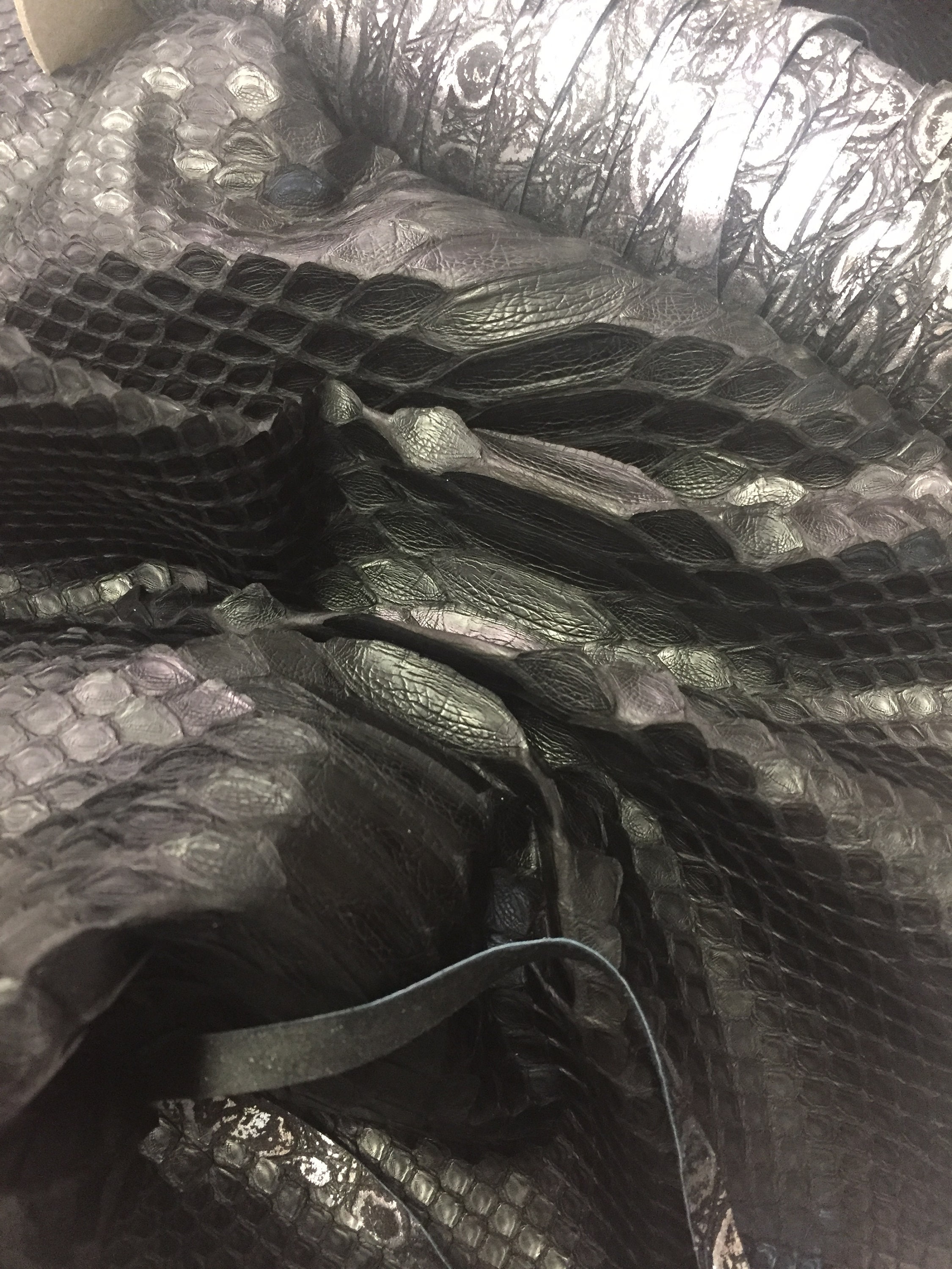 Black Matte Python Skin LEATHER SUEDE, SKINS, Pythonskin, Snakeskin ...
