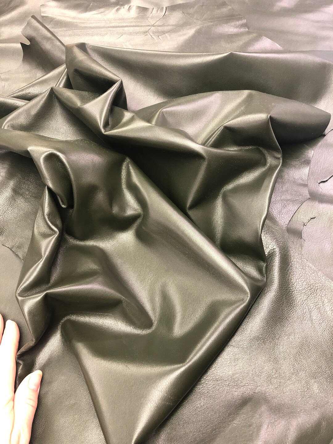 LEATHER Dark OLIVE Color "superb M 7005" Top Quality Superb Lambskin ...