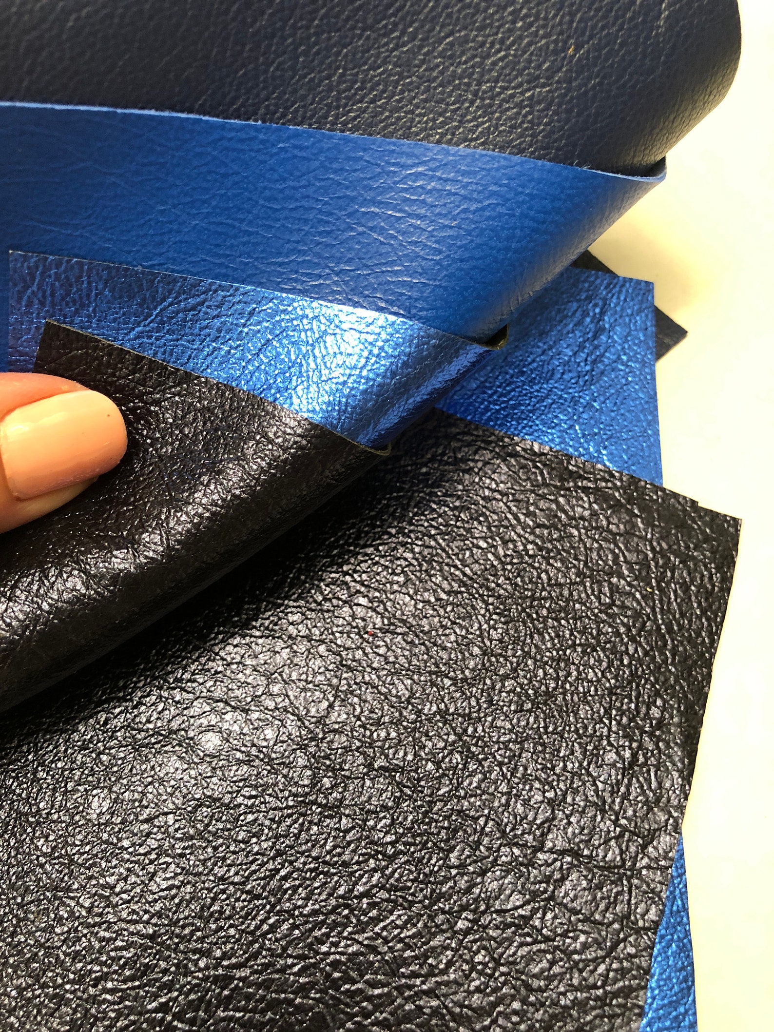 LEATHER BLUE GENUINE Leather set/4 crafting sheets/royal blue | Etsy