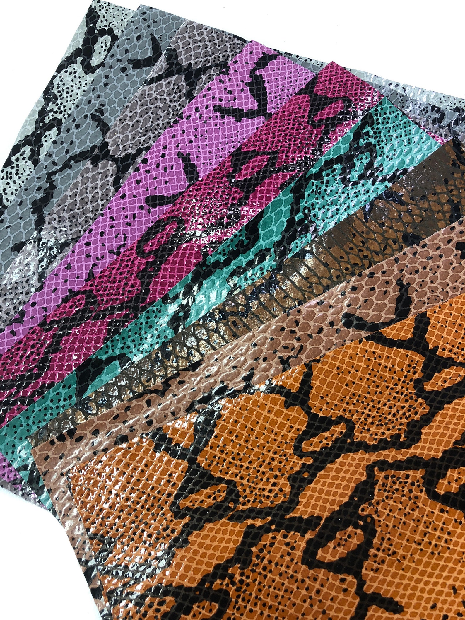 LOOK at THESE COLORS of Python Printed Leathers Burned | Etsy