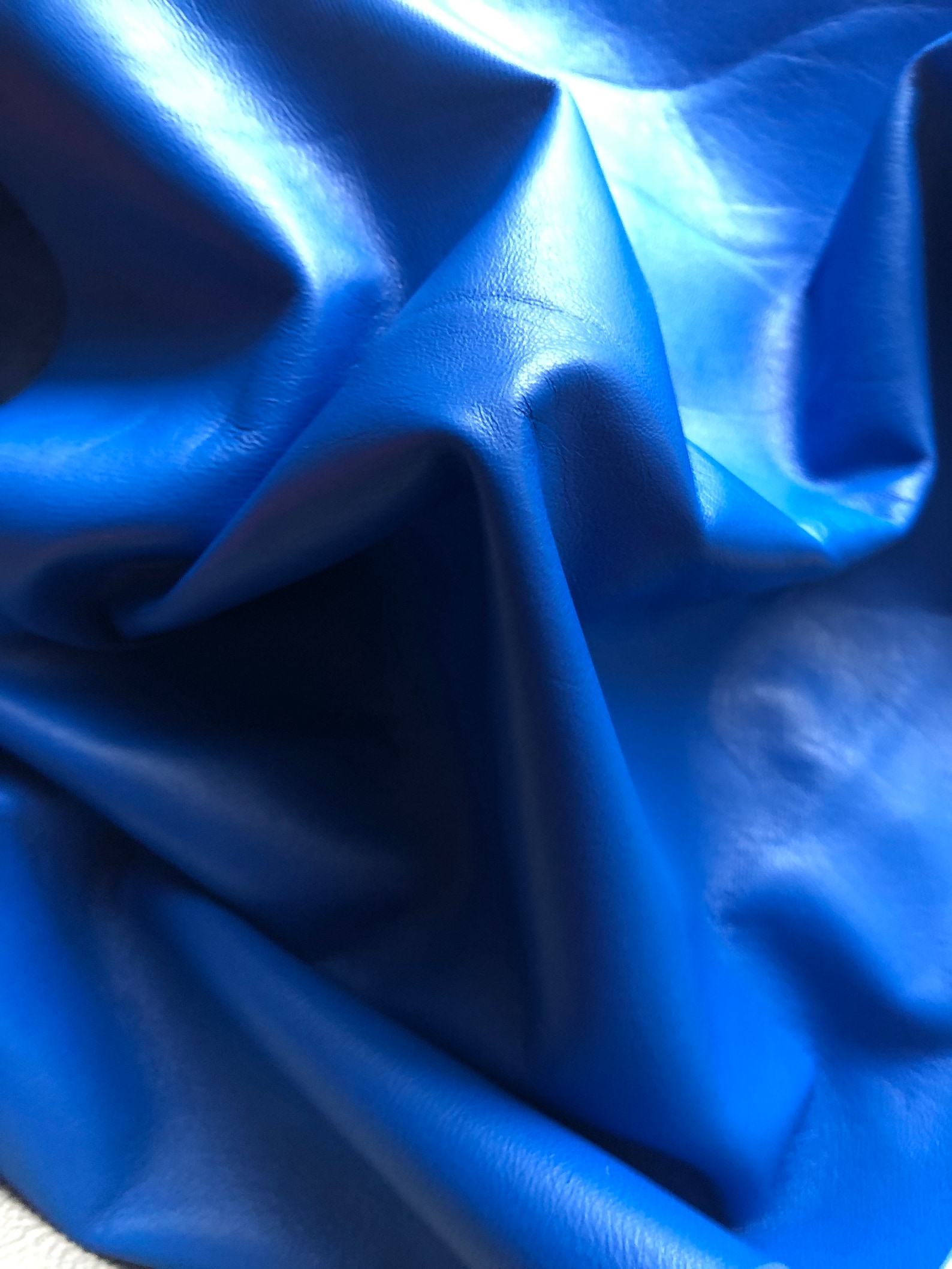 LEATHER Bright Blue/real Leather Hide/soft Genuine Leather/leather ...