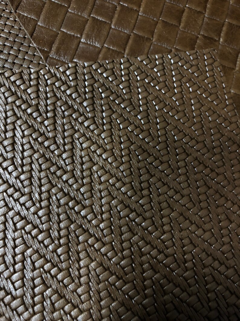 LEATHER, Basket Weave /weave, Zigzag Weave, Choose Your Size, Brown ...