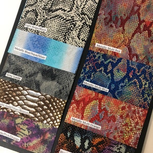 PYTHON PRINT GENUINE Leather Multi Metallic in Red, Blue, Orange ...