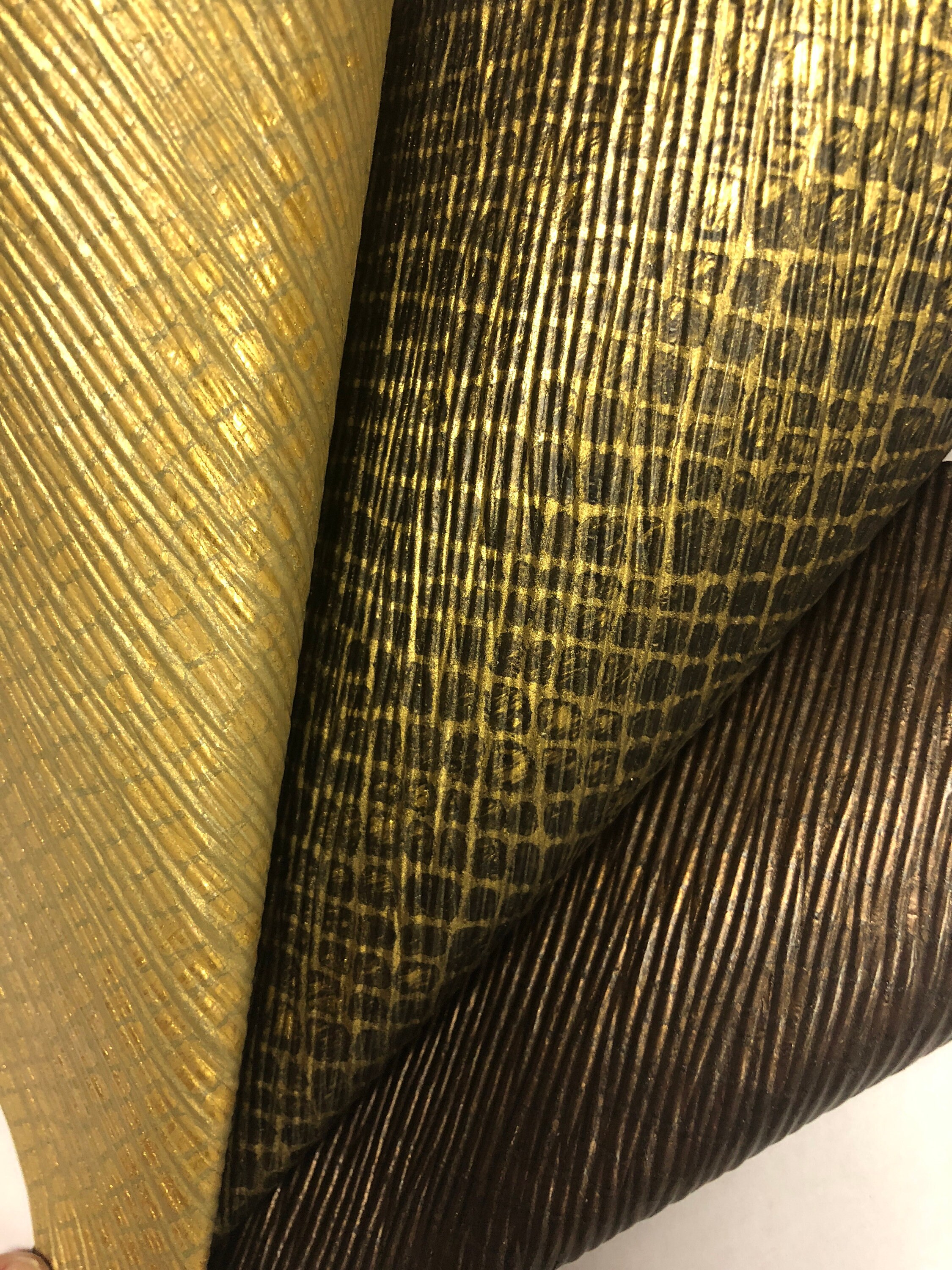 GENUINE LEATHER Metallic SHEETS Gold Antique Gold Bronze | Etsy
