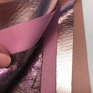 LEATHER, PINK Real Genuine Leather/ Set 4 Pc/ Choose Your Size or Get ...