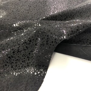 LEATHER 8"x10" SHINY PATENT Black Leather Shiny Raindrop Suede/real ...