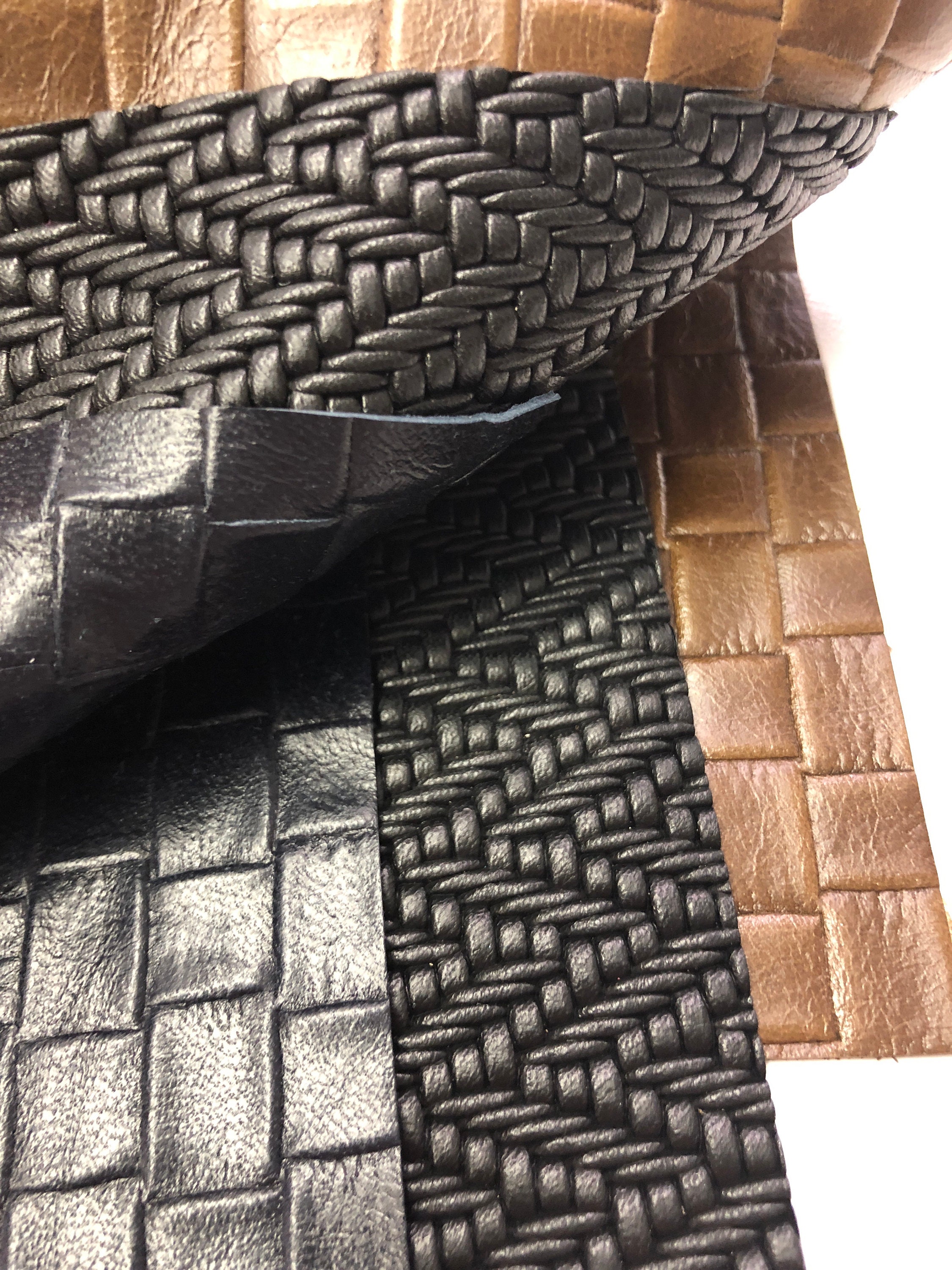 LEATHER BASKETWEAVE LEATHER 6x5.5set 3 Embossed | Etsy