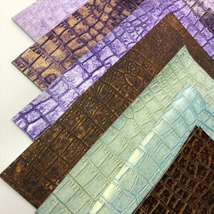 EXOTIC ALLIGATOR EMBOSSED Crafting Leather Sheets in 8 Different Colors ...