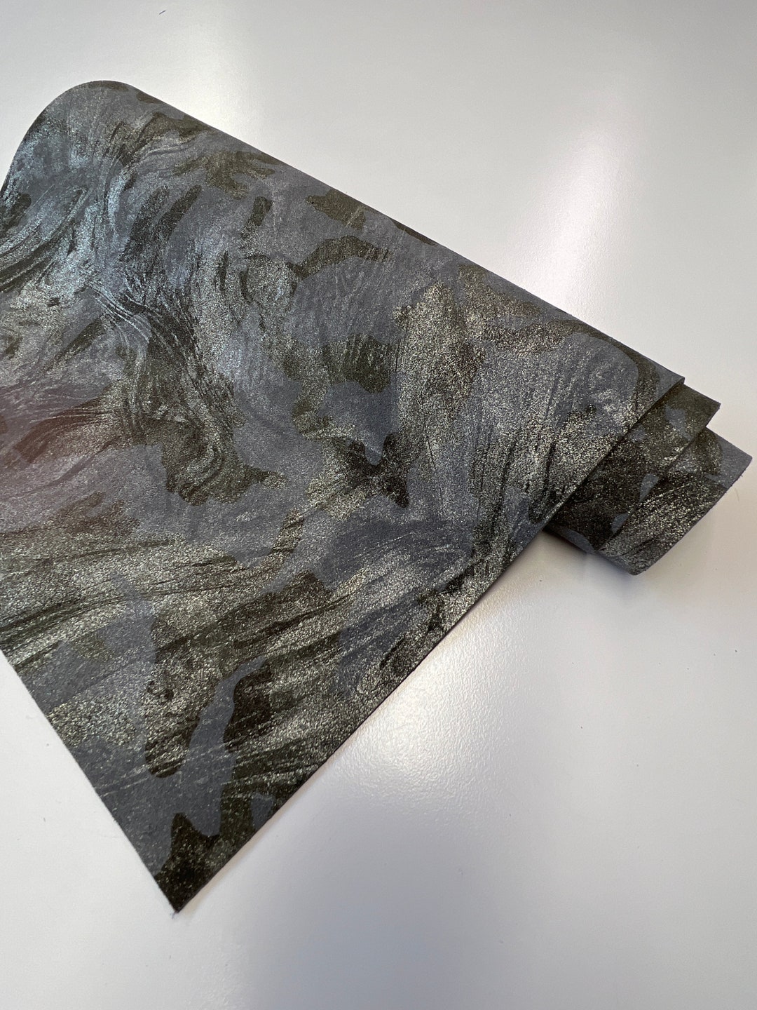 NEW LEATHER 12"x24" Brown Marble Look Snake Print Calfskin Skin ...