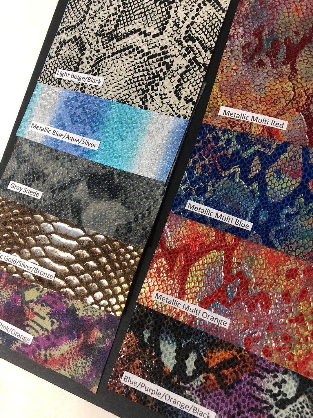 LEATHER PYTHON PRINT Genuine Leather Multi Metallic in Red, Blue ...