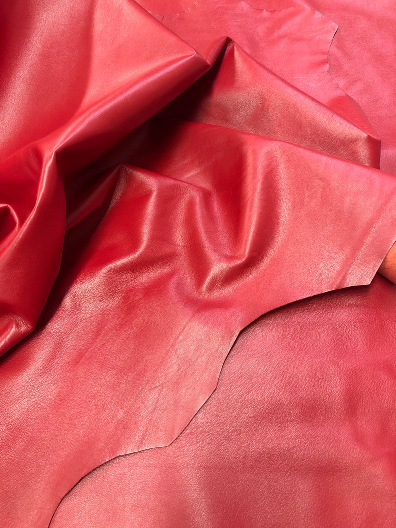 LEATHER SKINS/RED Lambskin Leather/ Buttery Soft Genuine | Etsy