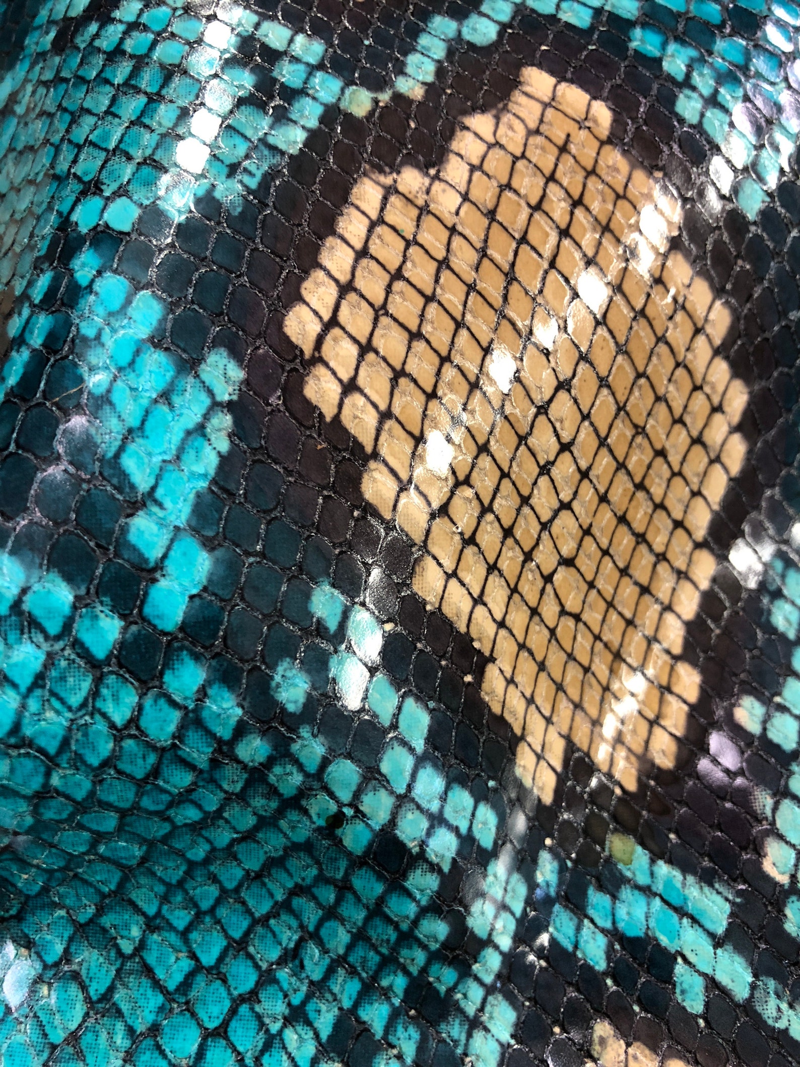 LEATHER SHEETS Turquoise and Tan Python Snakeskin Handpainted - Etsy