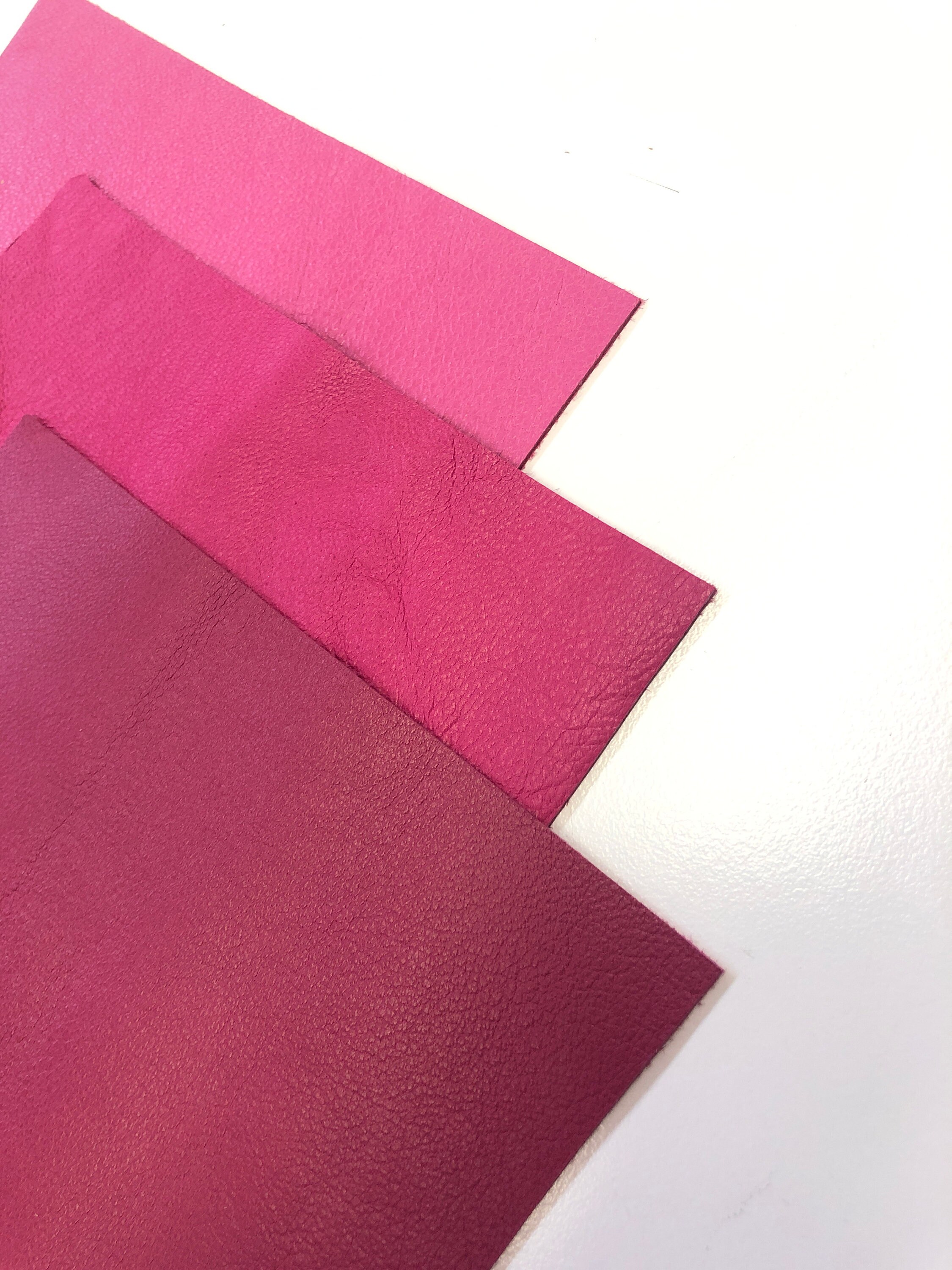 LEATHER BRIGHT PINK 9x9 Leather Skins 3 Shades of | Etsy