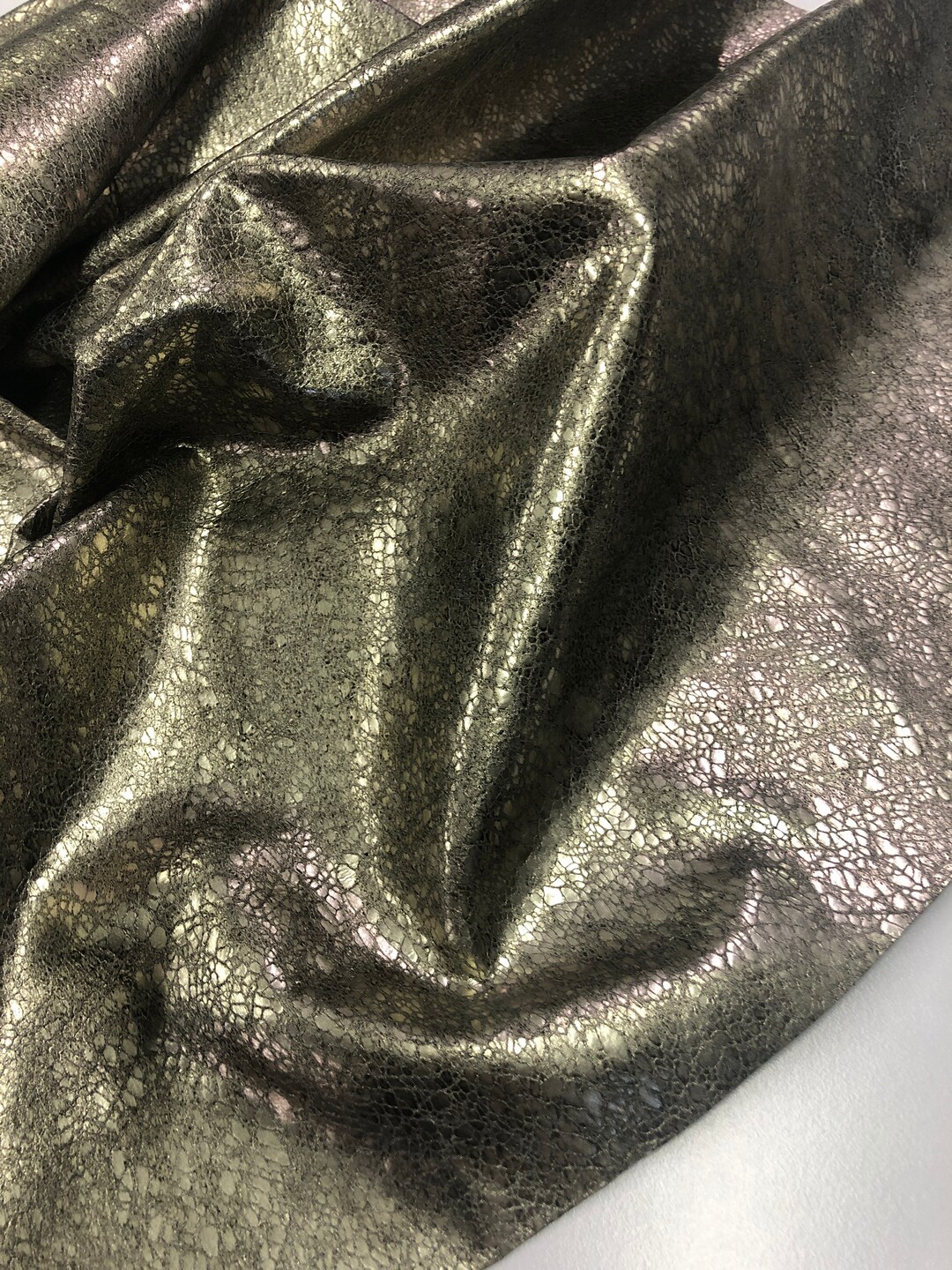 LEATHER 10”x10” Antique Gold GENUINE SUEDE/ Pewter Pigskin Genuine ...