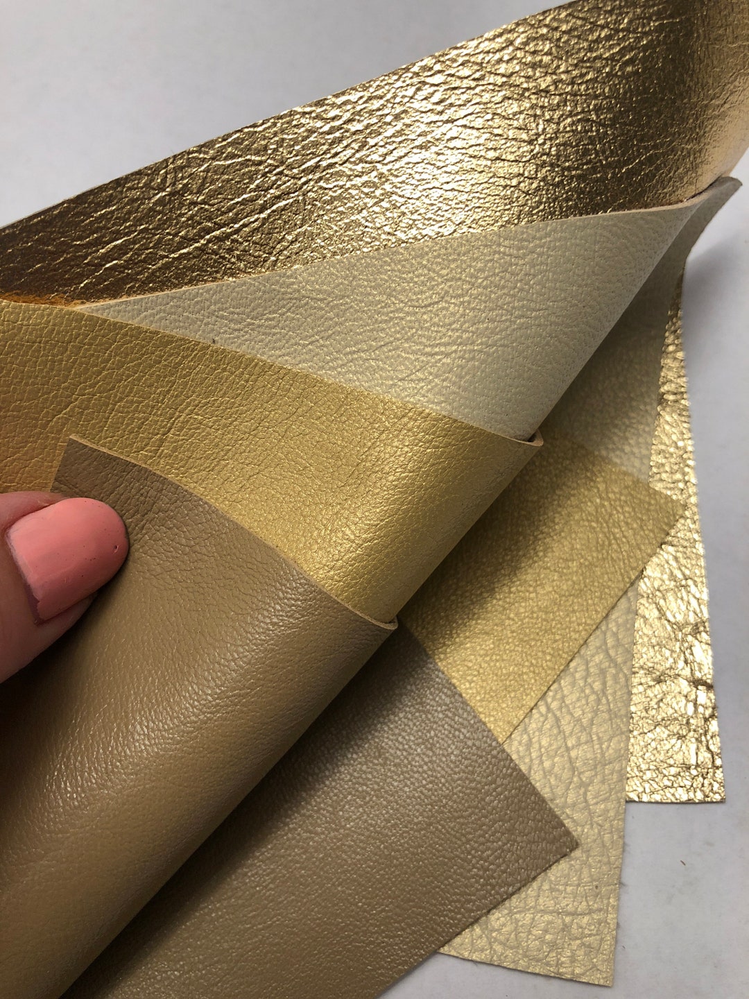 Leather GOLD Lambskin Leather, Bright Metallic Gold, Pearlized Gold ...