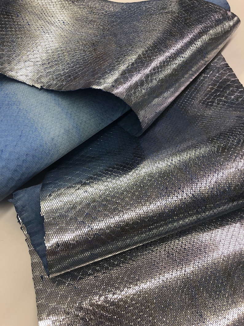 PYTHON GENUINE SKIN Silver Wash on Blue Color Natural Python | Etsy