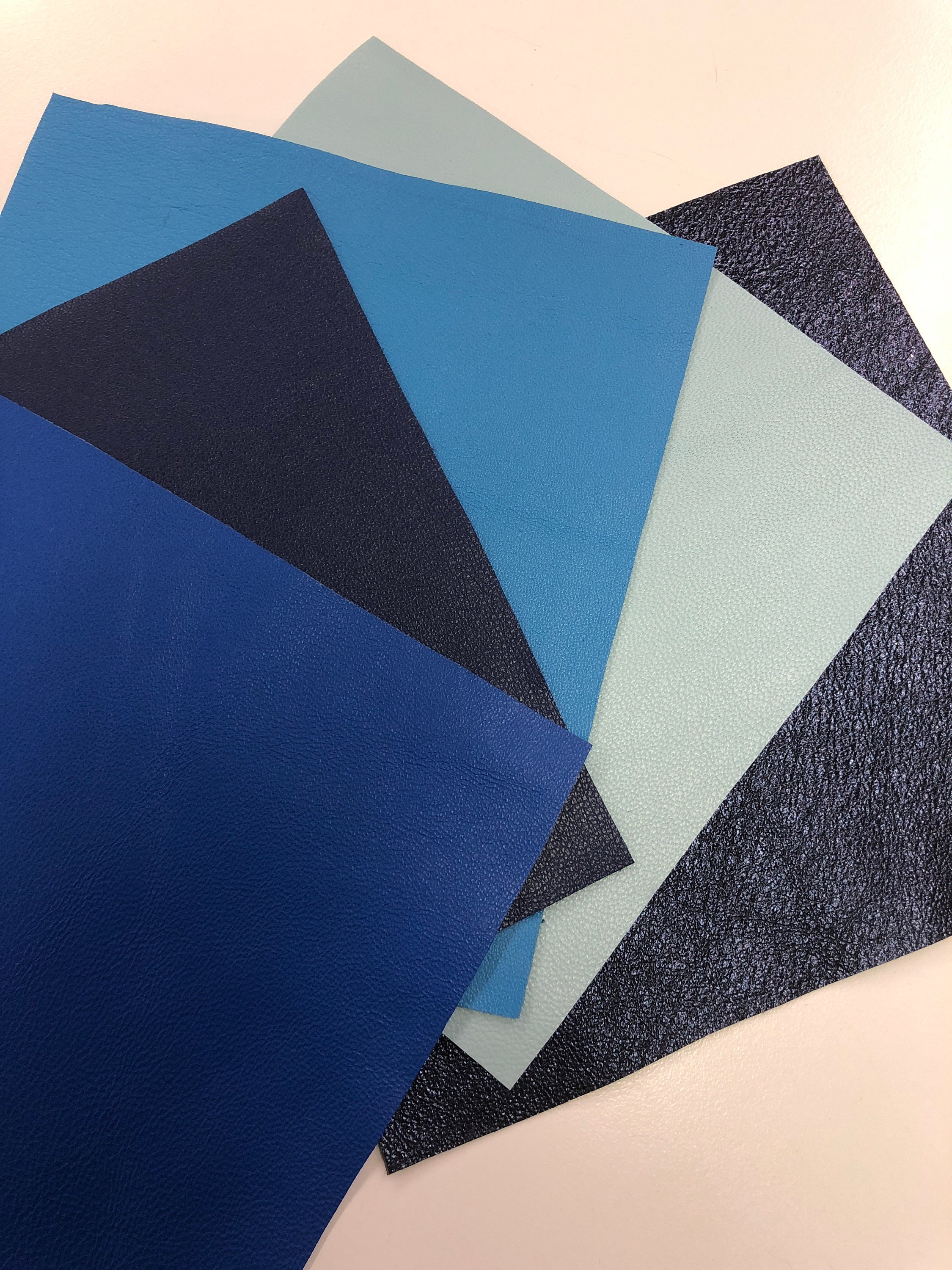 BLUE GENUINE LEATHER Sheets Set of 5, Size 6.25"x5.75", Baby Blue ...