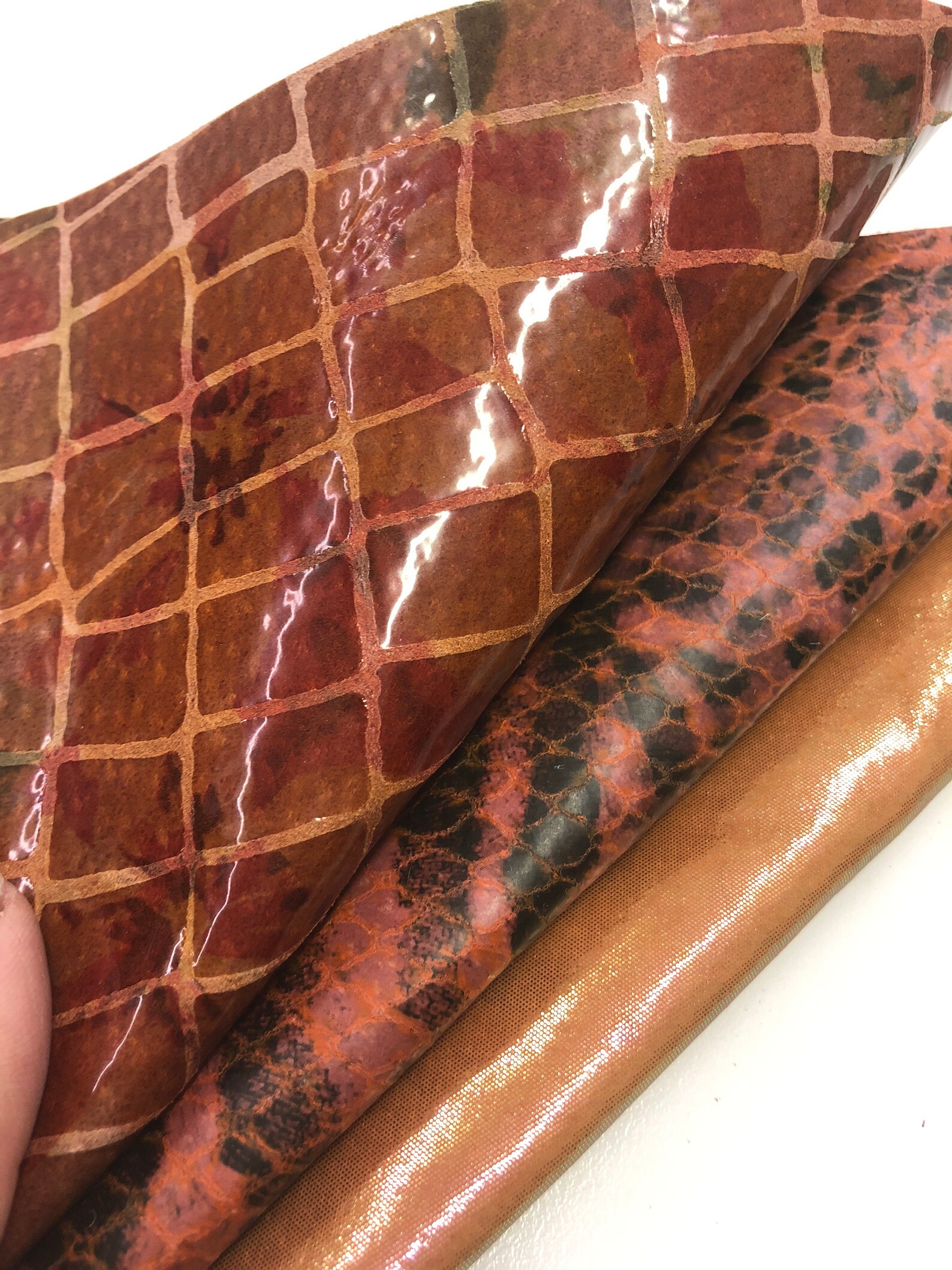 LEATHER Metallic COPPER 6"x5.5" Set of 3 Shimmer Copper Suede,copper ...