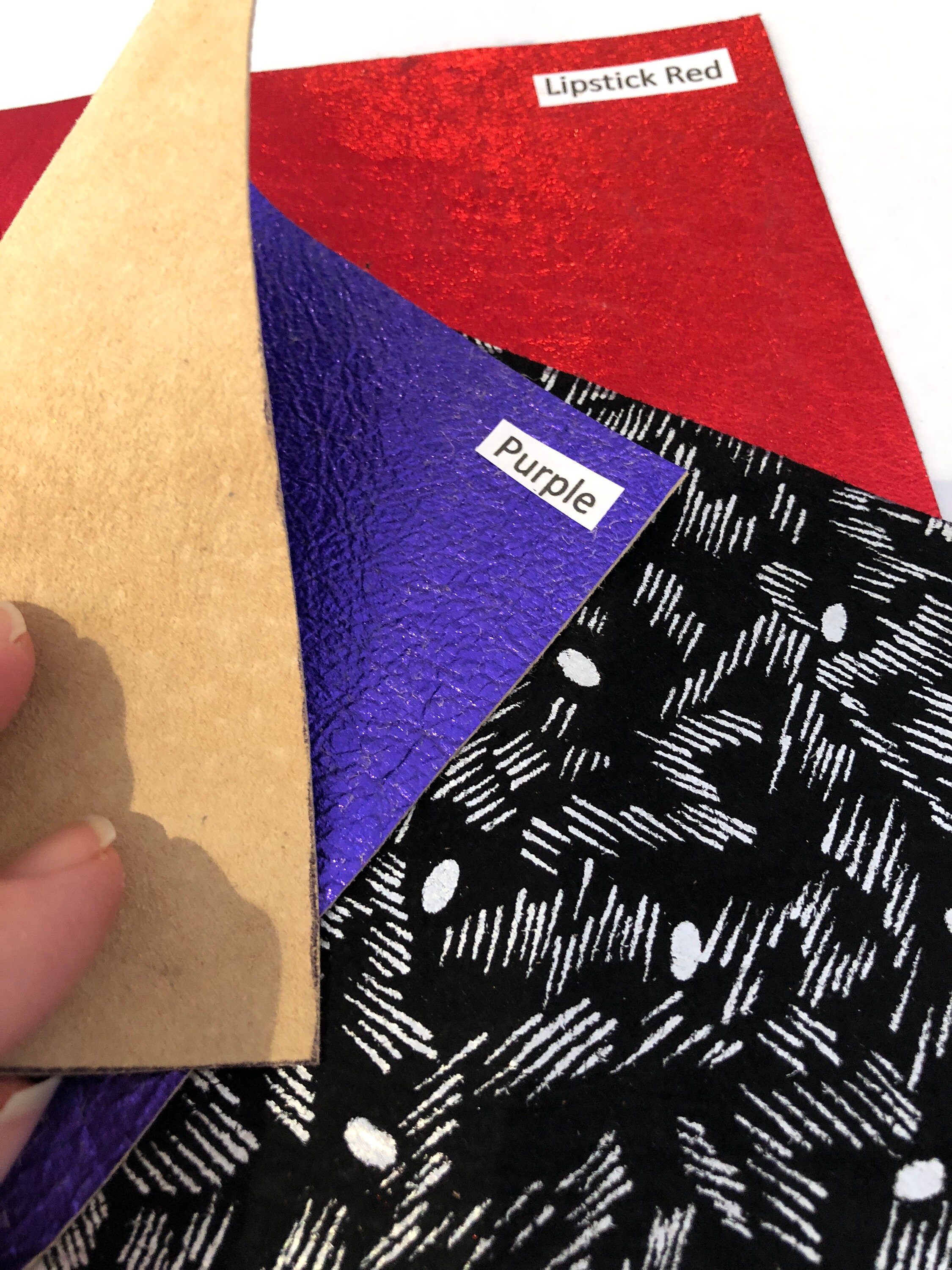 METALLIC GENUINE LEATHER set of Royal Blue Red Purple | Etsy