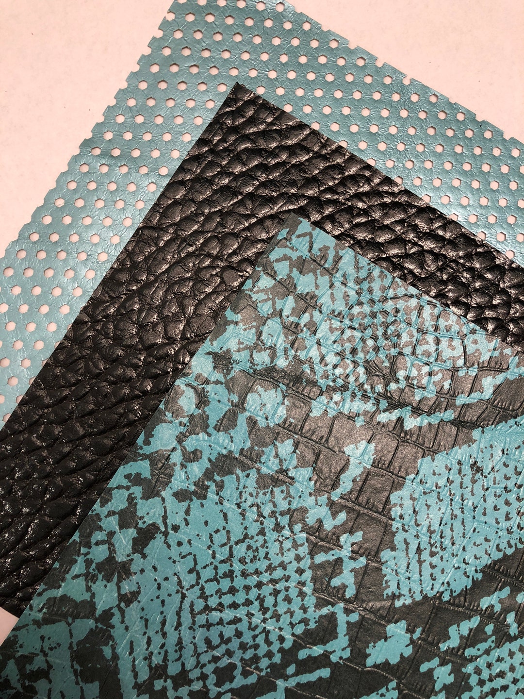 LEATHER TURQUOISE SET, Agua Black Python Print, Pearlized Blue ...