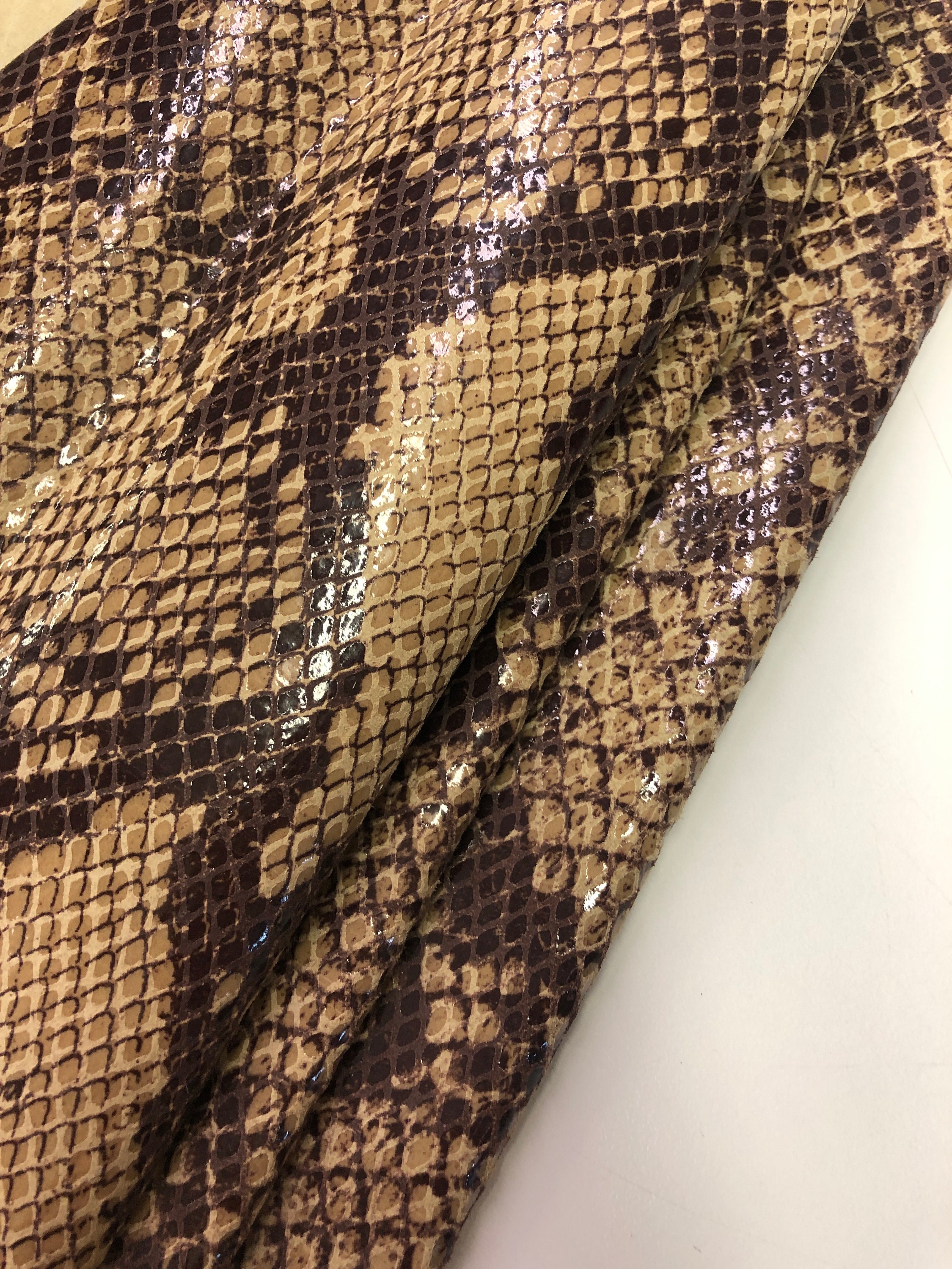PYTHON LEATHER SKINS Print/Natural Tan Brown Python Snakeskin | Etsy