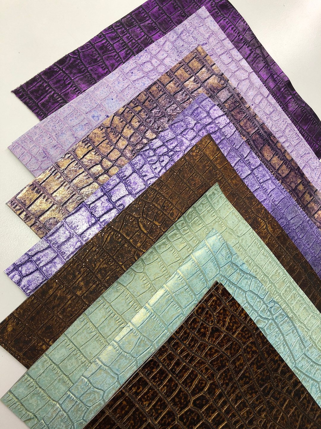 EXOTIC ALLIGATOR EMBOSSED Crafting Leather Sheets in 8 Different Colors ...