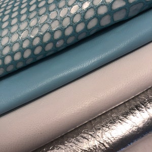 BLUE GENUINE LEATHER Crafting Set of 4 Sheets, Choose Your Size, Silver ...