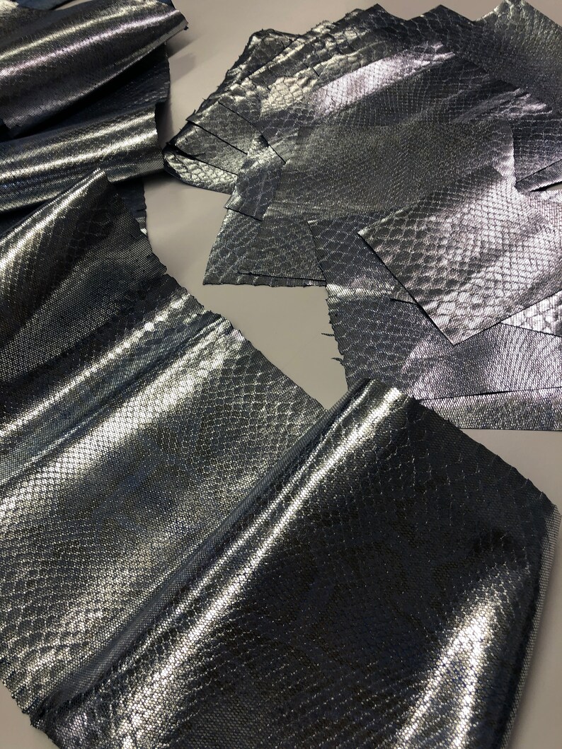 PYTHON GENUINE SKIN Silver Wash on Blue Color Natural Python | Etsy