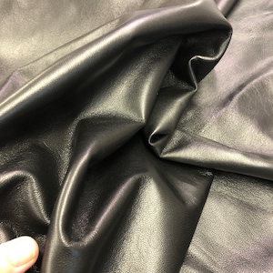 SUPERB QUALITY BLACK Leather Skins/black Lambskin Leather/ Buttery Soft ...