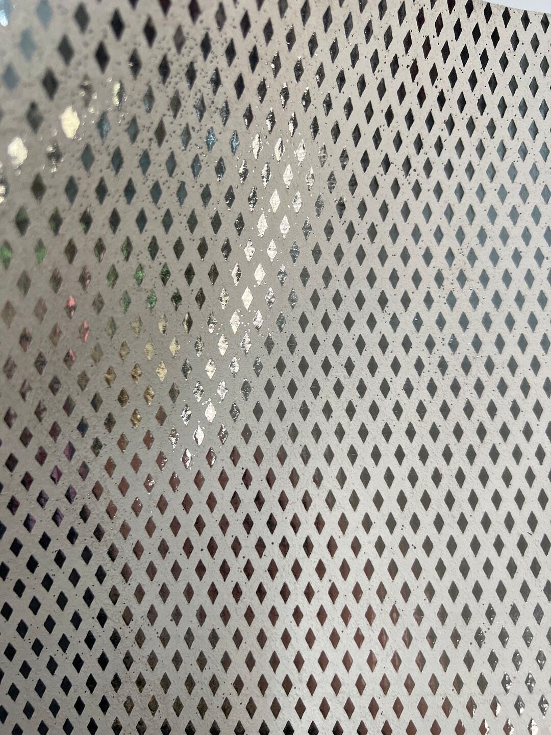 LEATHER 8”x8” Craft Leather Sheet, Diamond Silver Metallic White Calf ...