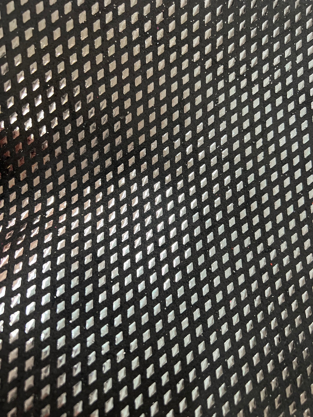 LEATHER 8”x8”, LEATHER SKINS, Silver Diamond Black Calf Suede, Handbag ...