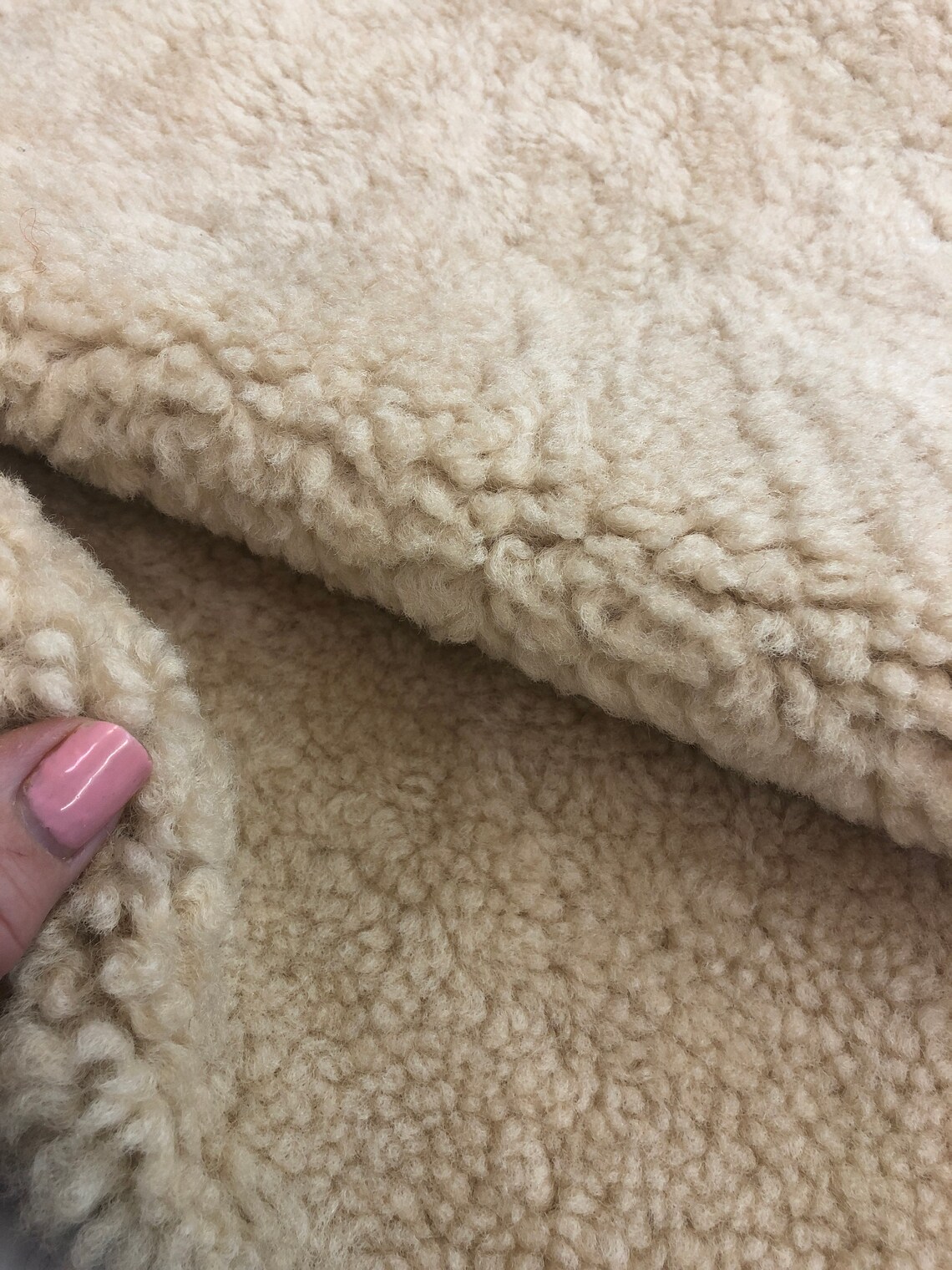 Natural Shearling Sheepskin Authentic Small Curl Leather | Etsy