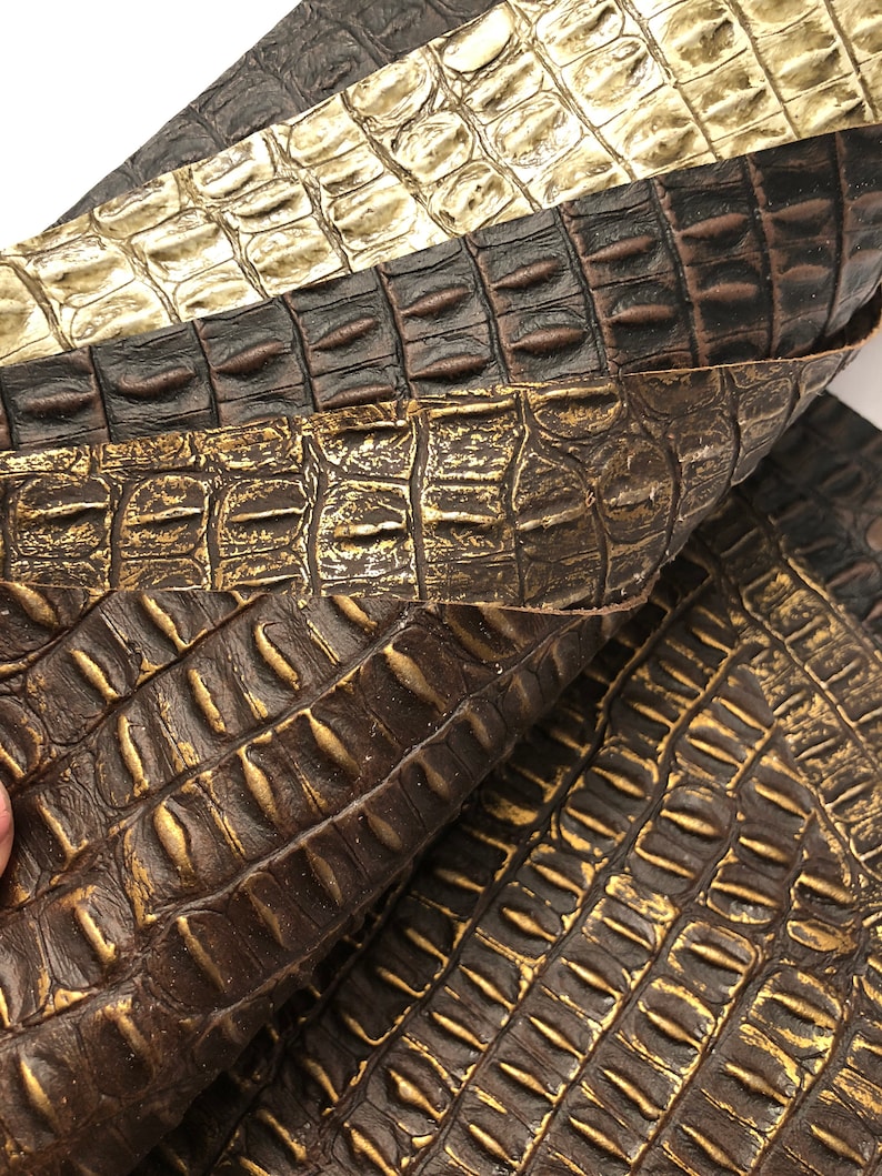 Genuine LEATHER MINI Hornback CROCODILE Embossed Leather - Etsy