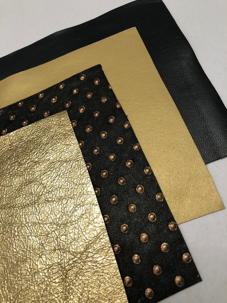 GOLDEN SET Genuine Leather Sheets in Bright Metallic Gold, Matte ...