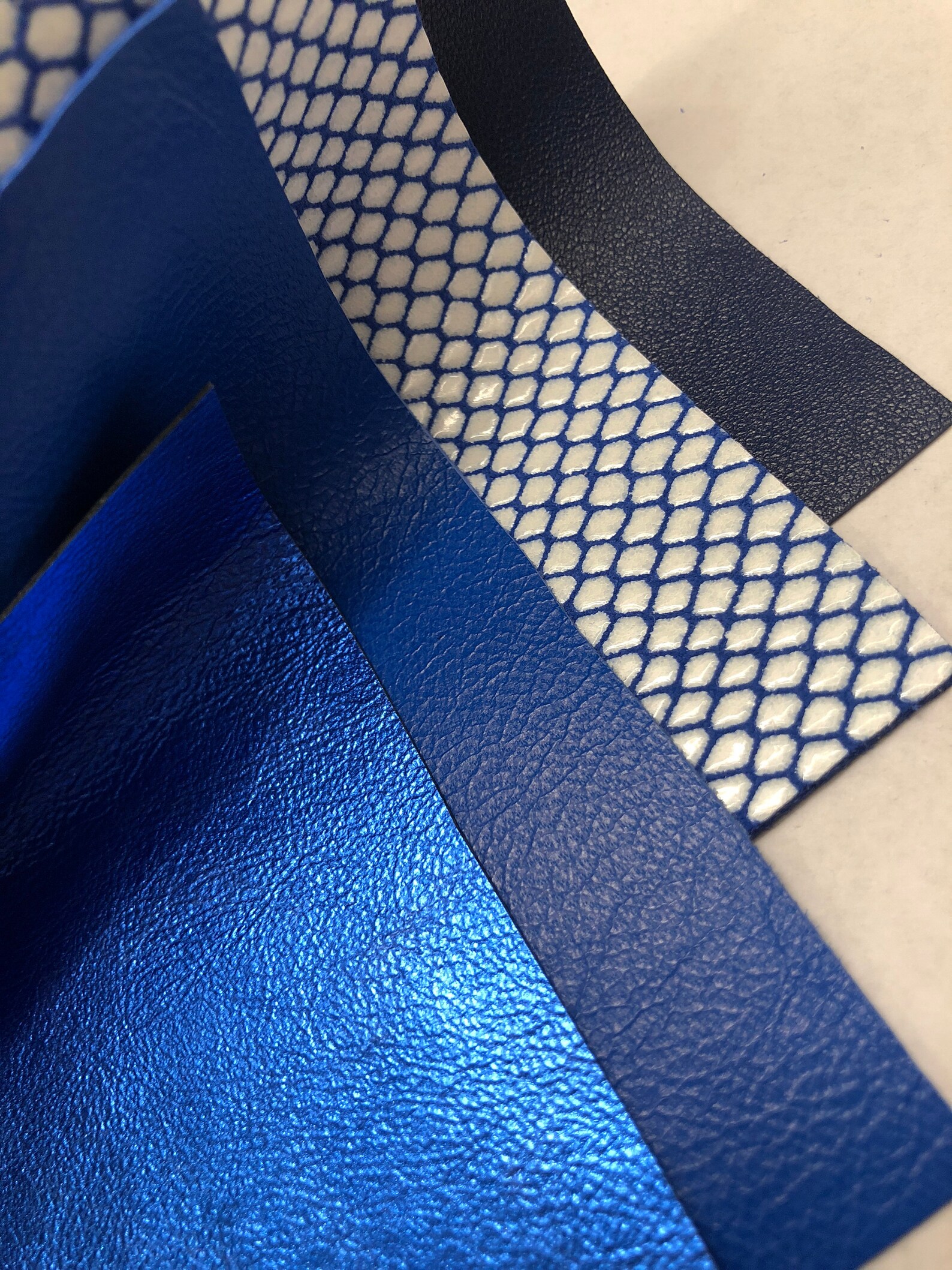 LEATHER BLUE Genuine Leather SHEETS Set, of 4 Pieces, Metallic Blue ...