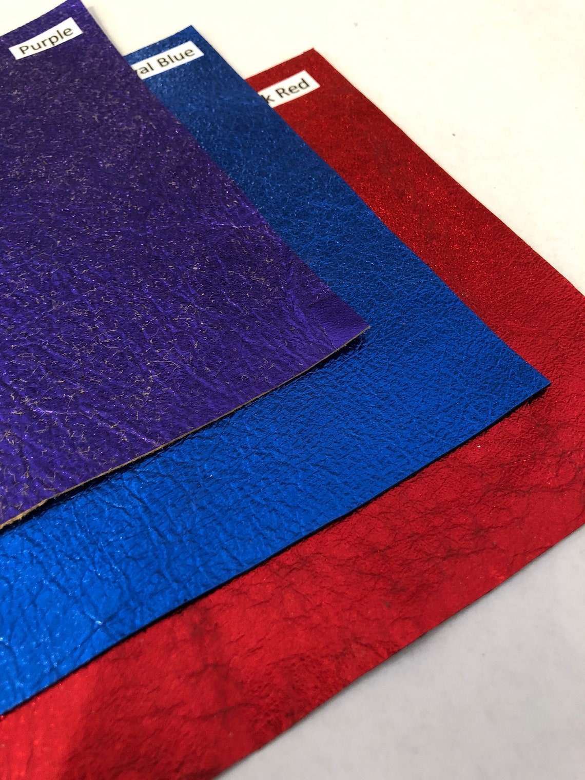 METALLIC GENUINE LEATHER set of Royal Blue Red Purple | Etsy